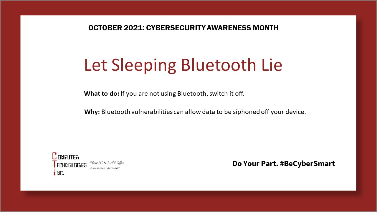 Cybersecurity Awareness Month: Let Sleeping Bluetooth Lie | Computer ...